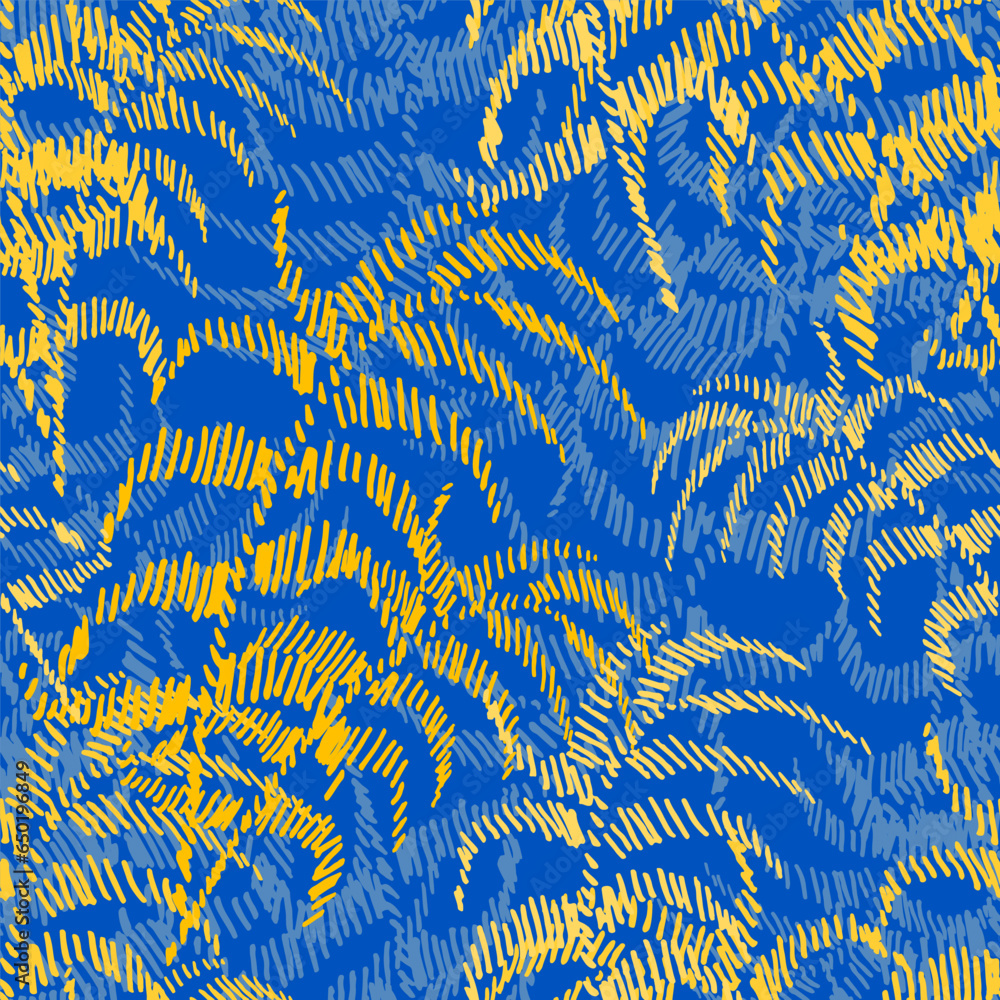 Tropical abstract vector background. Blue and yellow jungle pattern ...