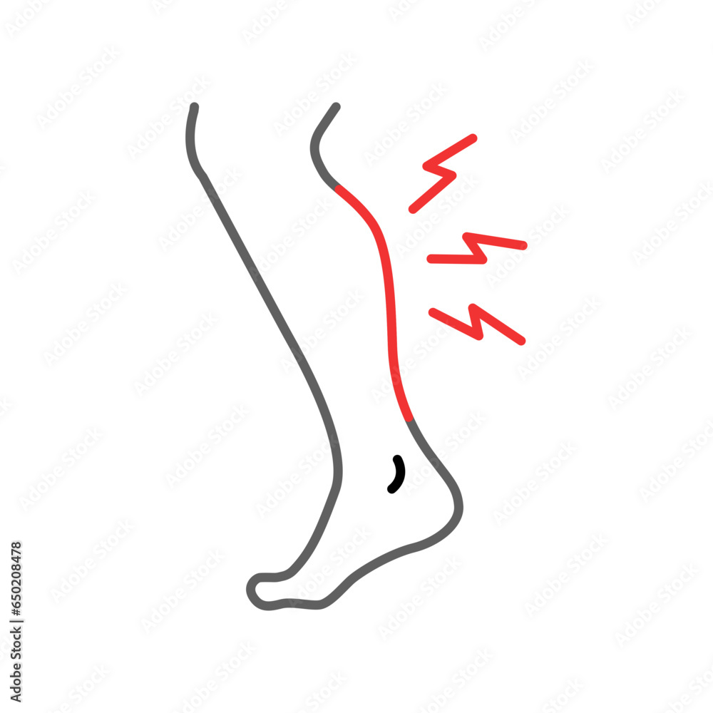 Shin hurts icon. Body pain concept, Shin pain sign. eg injured in shin ...