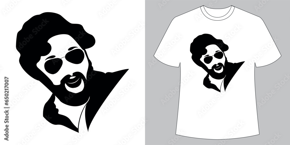 Pushpa movie actor Allu Arjun t shirt graphic design Vector ...