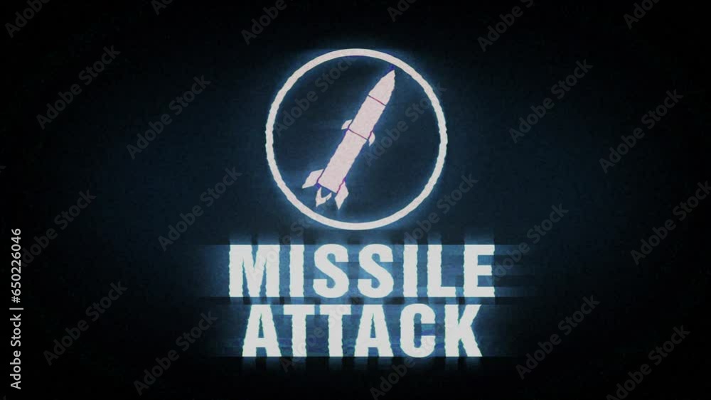 Missile Attack symbol light flashing on analog screen. Alarm and ...