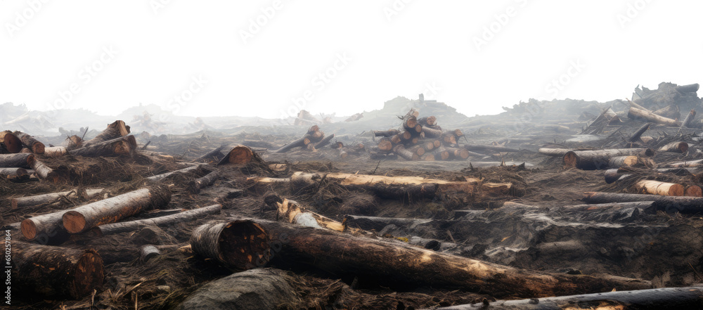 logs and tree stumps. Deforestation. Environmental Awareness ...