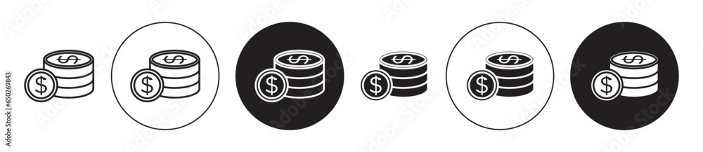 Expenses icon set in black filled and outlined style. suitable for UI ...