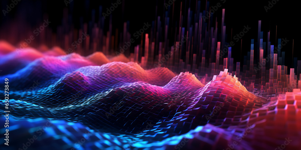 A rippled wave digital background are visualization of big data - an ...