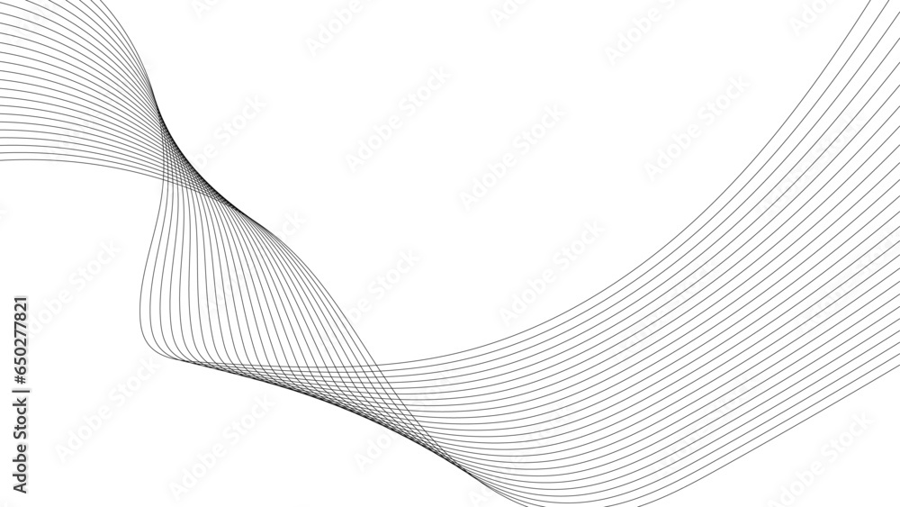 Abstract black and white wave lines on transparent background ...