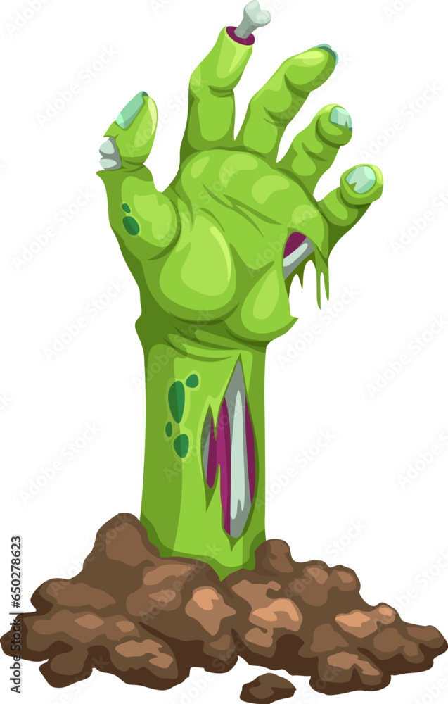Zombie hand from grave, Halloween horror corpse or dead monster arm ...