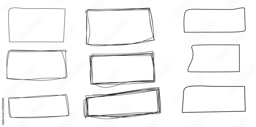 Abstract set of sketch lines geometric squares element. Hand drawn pen ...