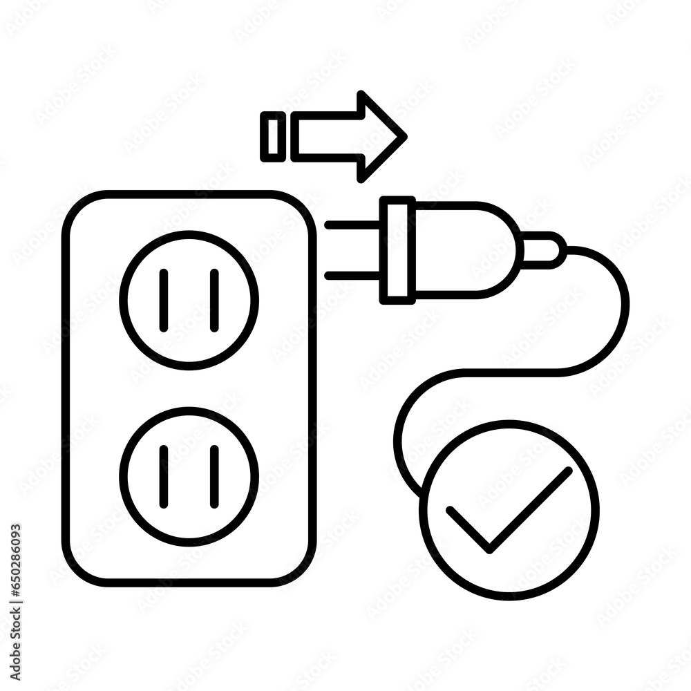 outline unplug electrical appliances icon on white background, icon ...