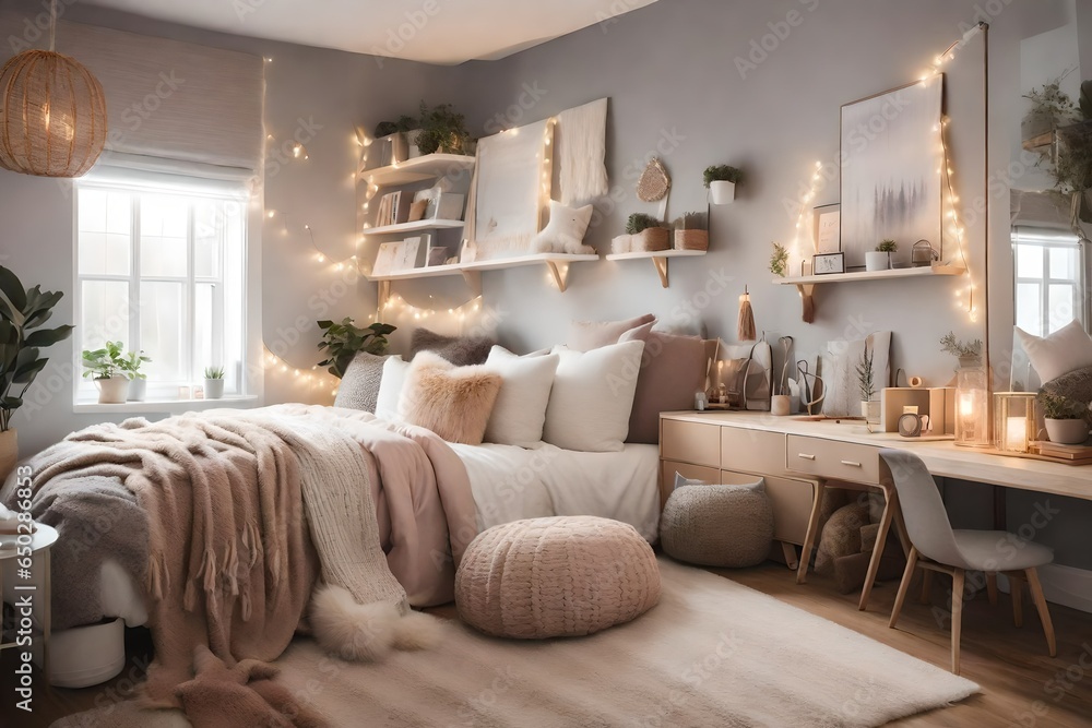 a cozy and inviting teenager girl's room with a hygge-inspired theme ...