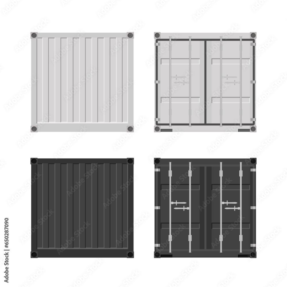 Black and white vector cargo container doors on both sides. Vector ...