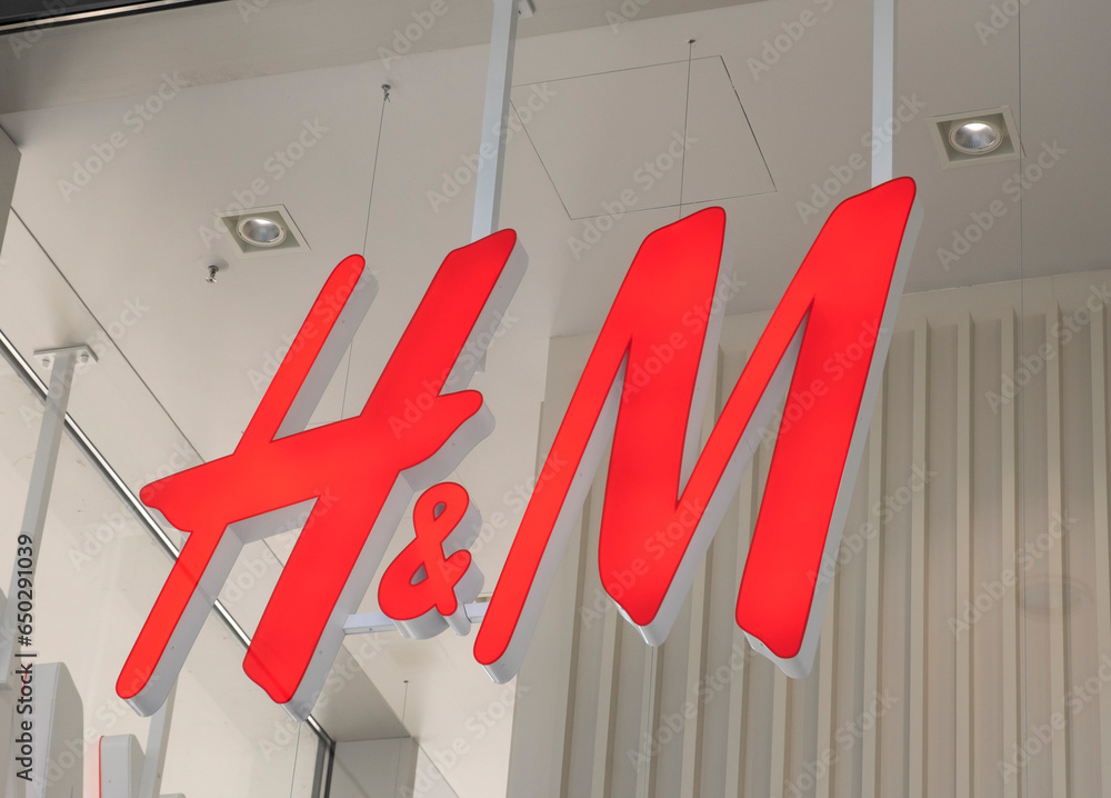 Logo Сlothing store H and M in a shopping mall Ruhr Park city Bochum ...