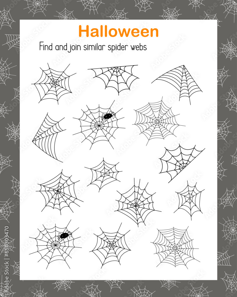 Find and join similar Halloween spider webs educational activity for ...