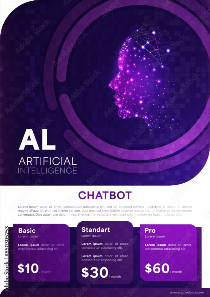 Chatbot flyer template. Artificial intelligence and Big data concept ...