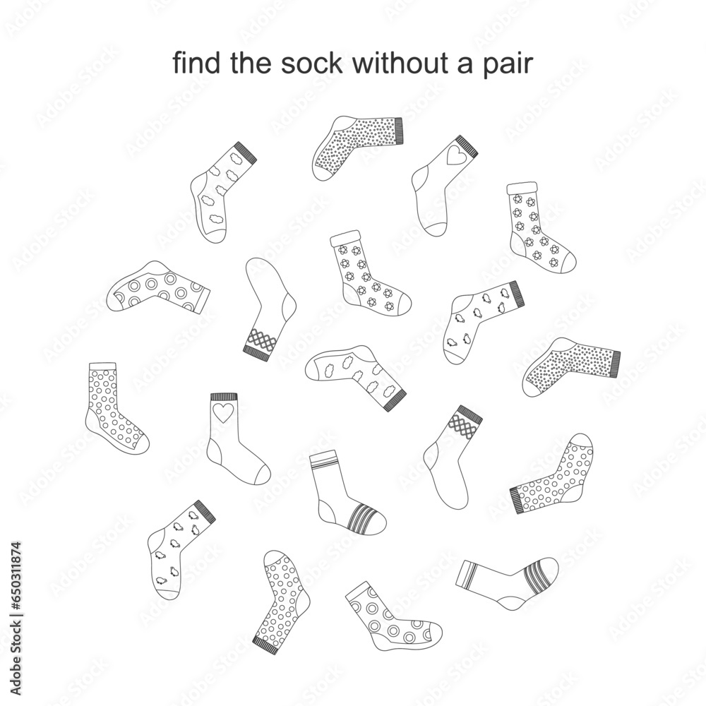 Matching socks game. Puzzle find pair. Preschool children educational ...