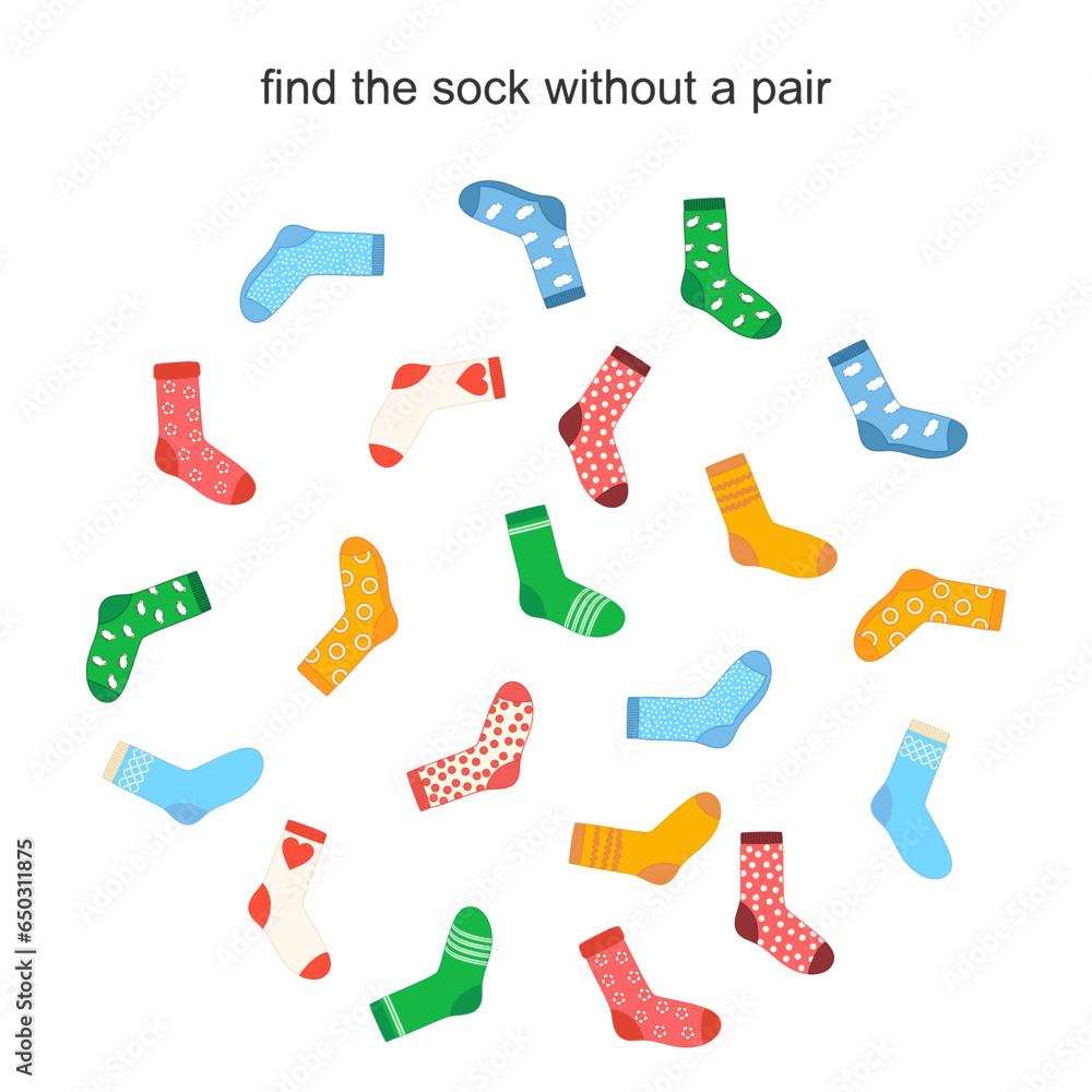 Matching socks game. Puzzle find pair. Preschool children educational ...