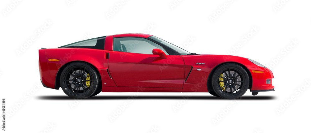 Chevrolet Corvette Z06 sport car, side view isolated on white ...