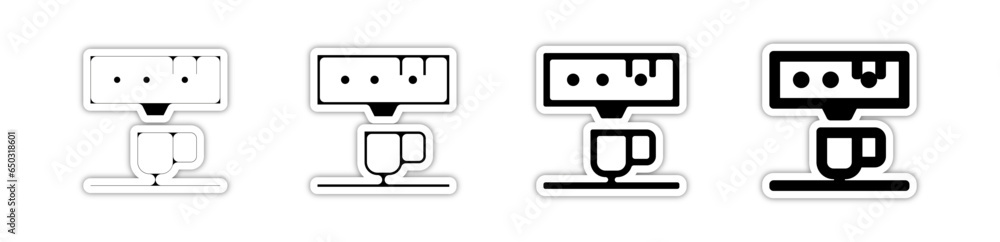 Pictogramme icones logo trace cafe et machine a café Stock Vector ...