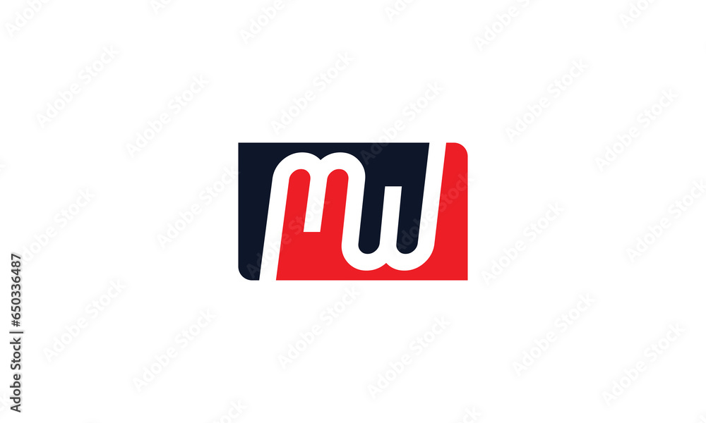 MW logo. MW letter. Black and red WM letter. WM letter logo deqign ...