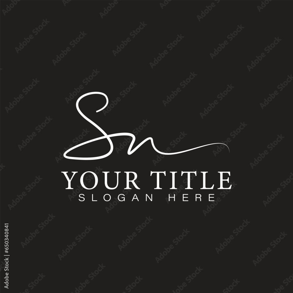 Sn logo Initial handwriting or handwritten for identity. S N letter ...