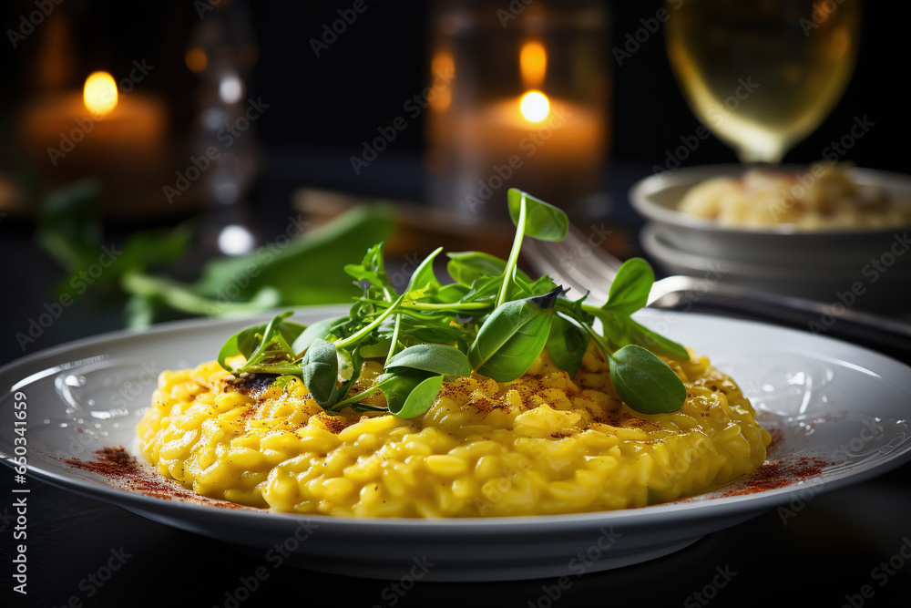 Risotto alla Milanese or risotto allo zafferano. Classic Italian rice ...