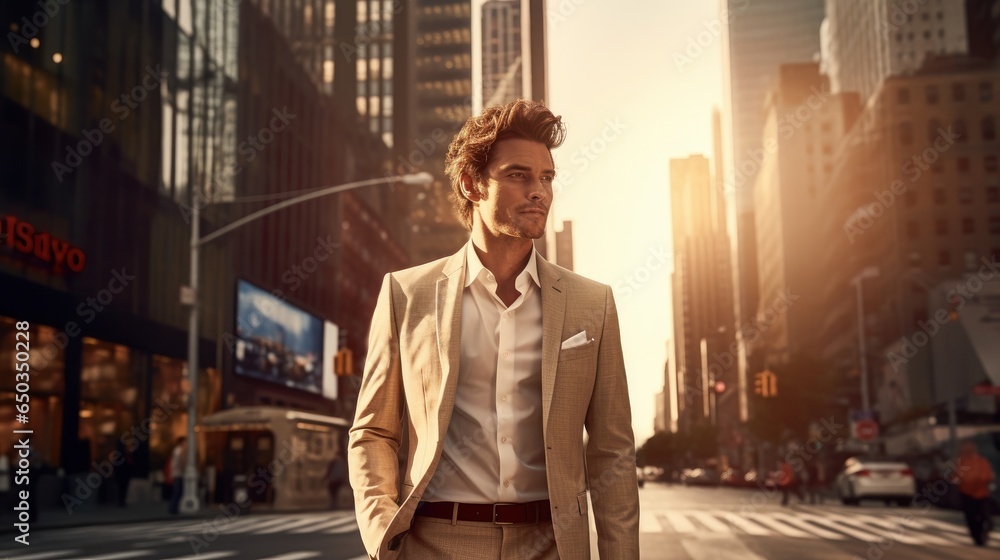 portrait of a handsome smiling white young american businessman boss in ...