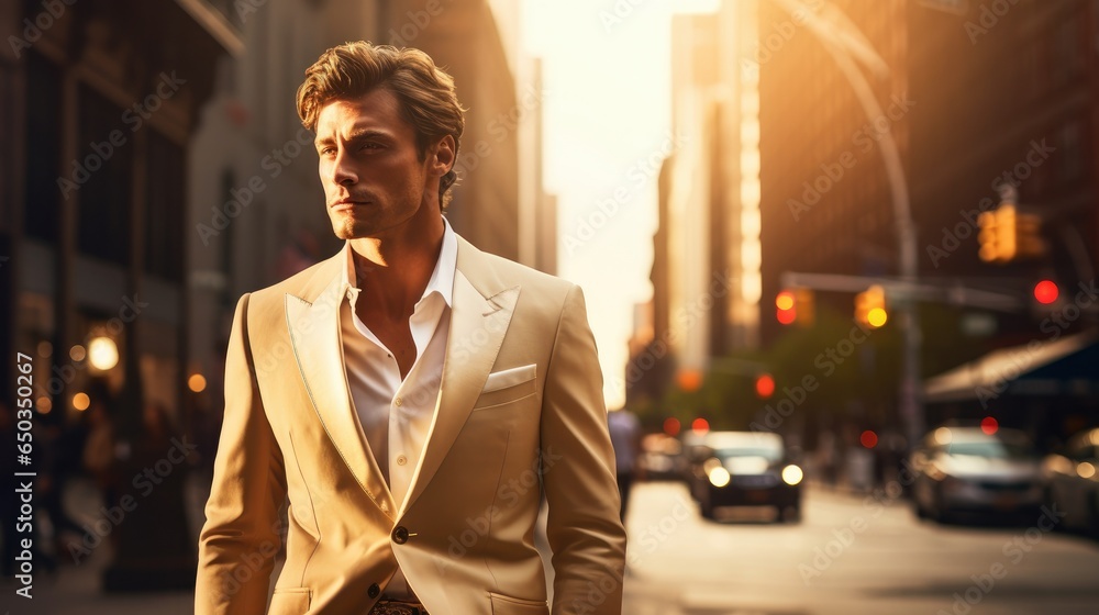 portrait of a handsome smiling white young american businessman boss in ...
