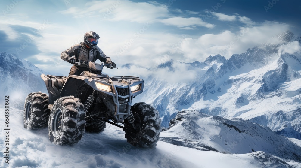 Winter Wonderland Adventure, ATV rider's exciting journey through snow ...