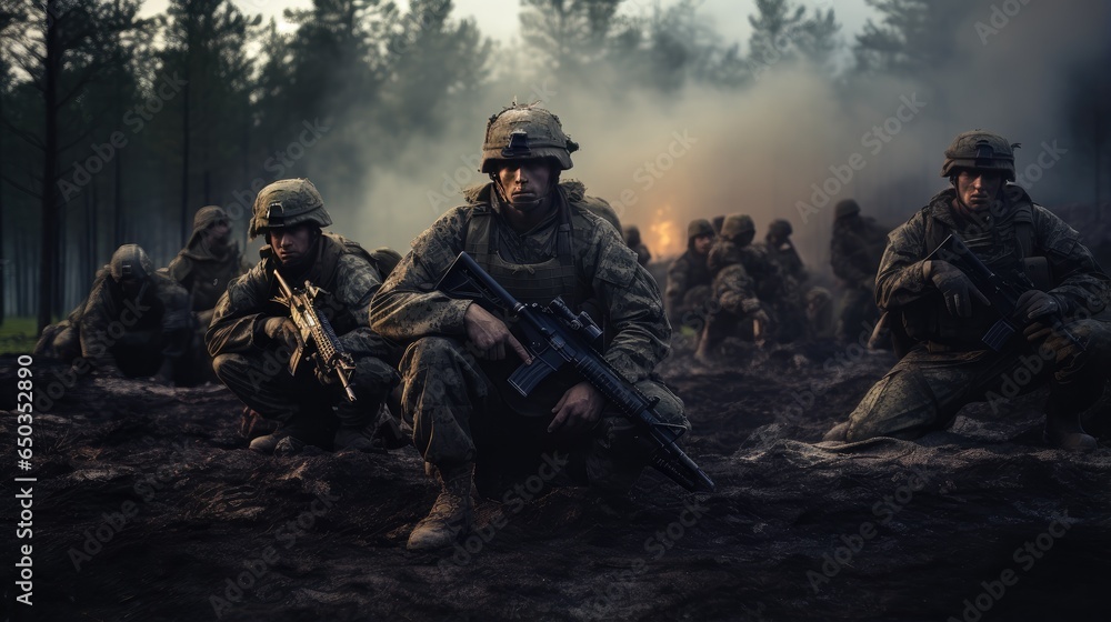 military tent city nestled in nature, where soldiers undergo rigorous ...