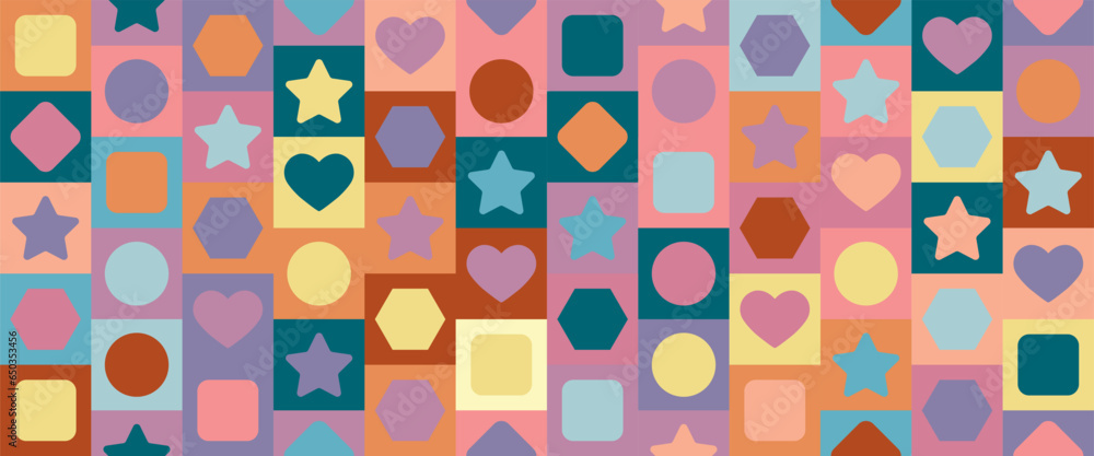 Seamless pattern of geometric shapes. Color template for creative ...