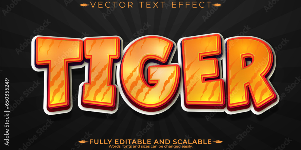 Tiger text effect, editable zoo and animal text style Stock Vector ...