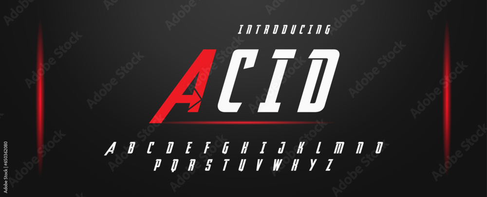 ACID, Sports minimal tech font letter set. Luxury vector typeface for ...