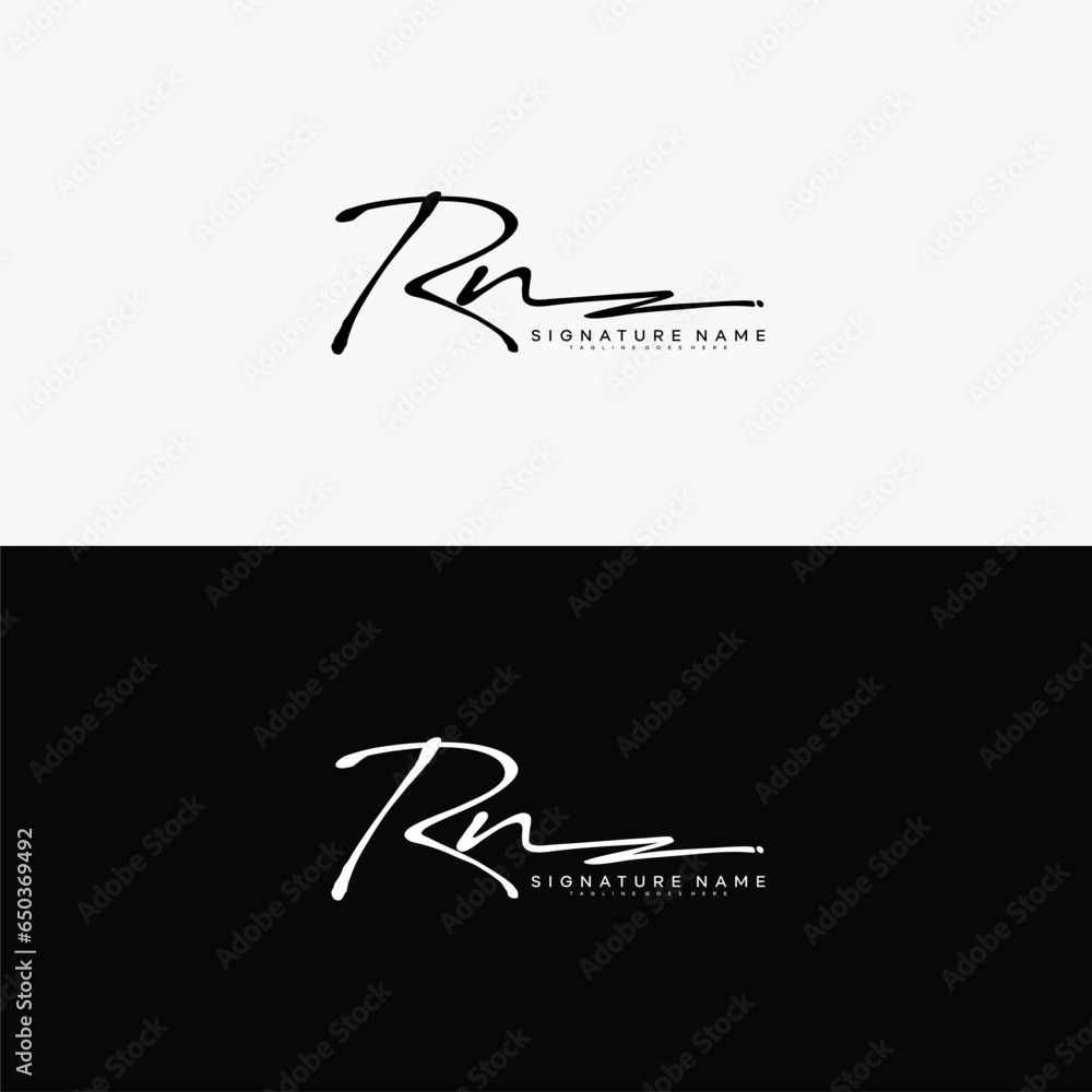 premium RN letter signature logo in handwriting art style monogram ...