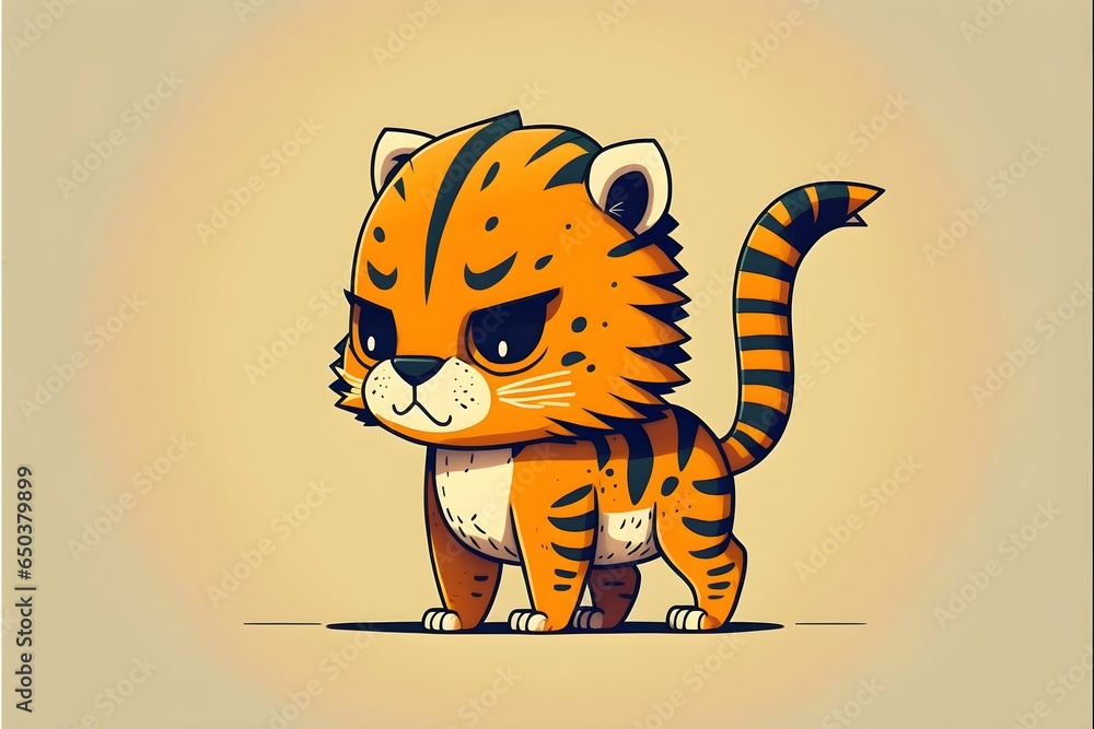 happy chibi liger illustration fusion of tiger and tiger vector simple ...