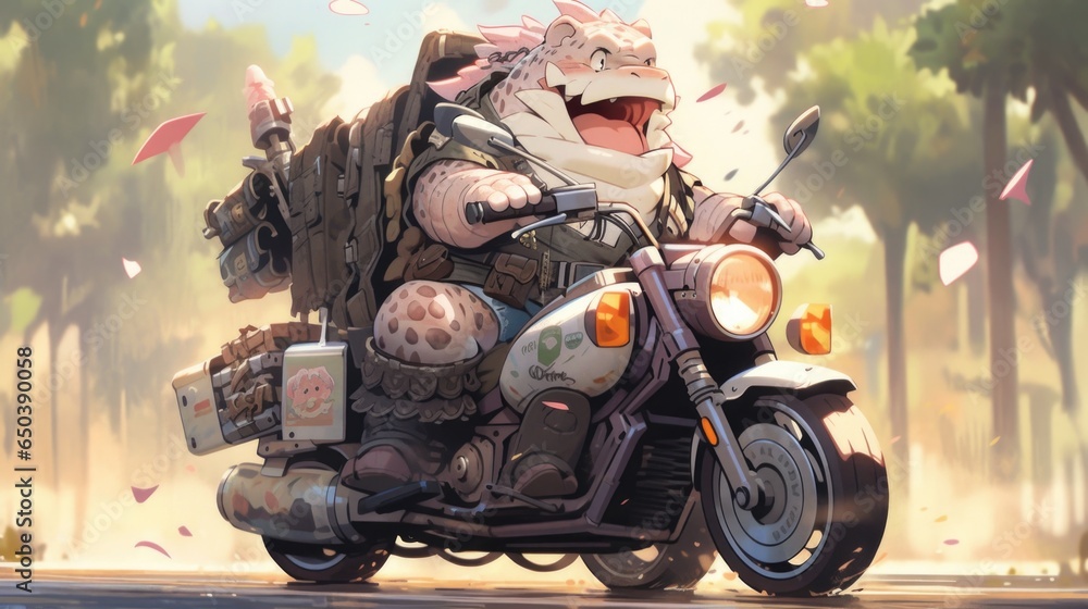 Animal riding a motorcycle with a dog on the back Stock Illustration ...