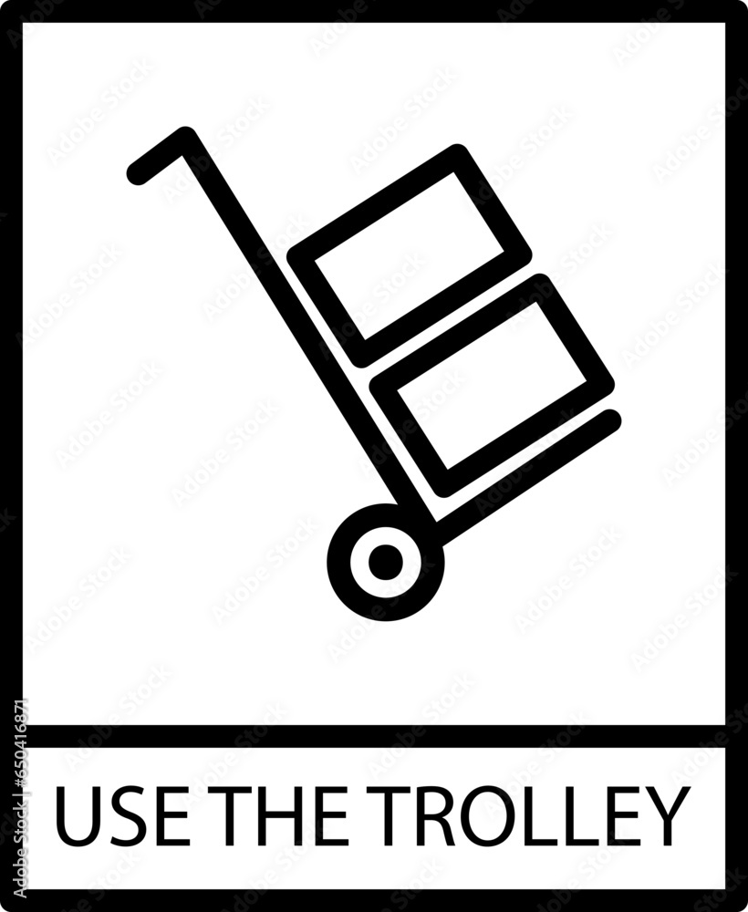 Use The Trolley icon with black frame isolated on white background. Use ...