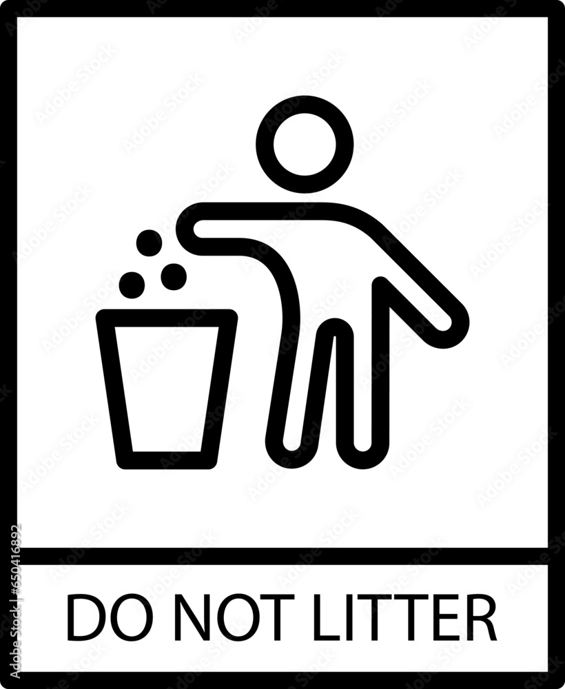 Do not litter with black frame isolated on white background. Do not ...
