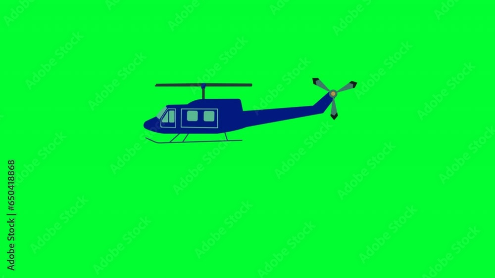 Helicopter flying on green screen.helicopter 2d cartoon animation green ...