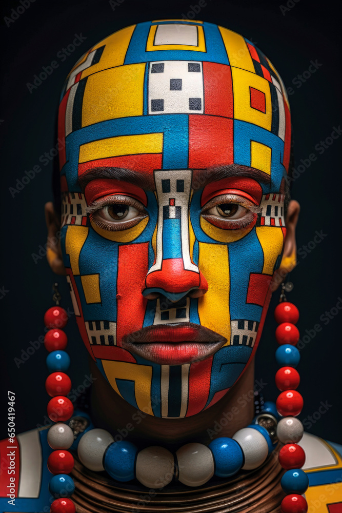 Generative AI illustration portrait of tribal man with traditional ...