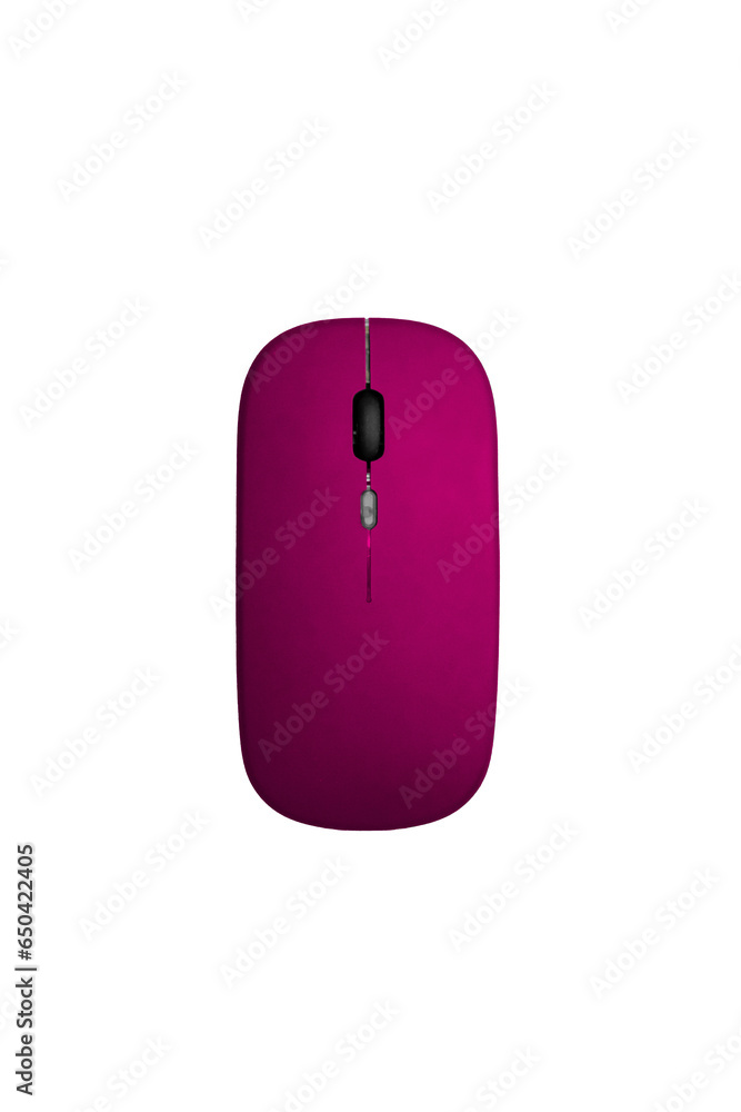 wireless computer mouse isolate on white background / pink computer ...