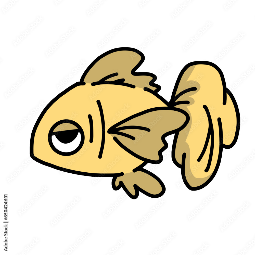 cute yellow fish cartoon drawing transparent background vector ...