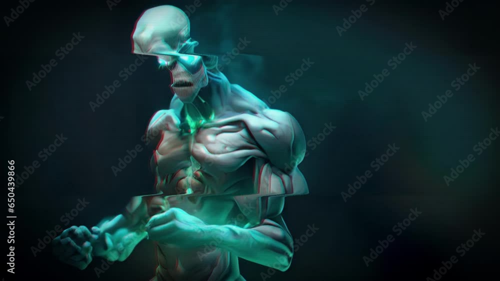 A menacing biopunk with a muscular physique exhibits natural armor ...