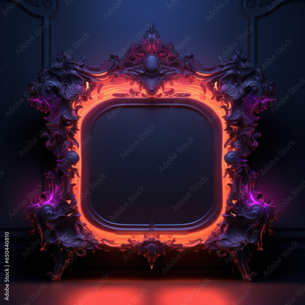 Scary dark rococo style frame with neon lighting for your vampire ...