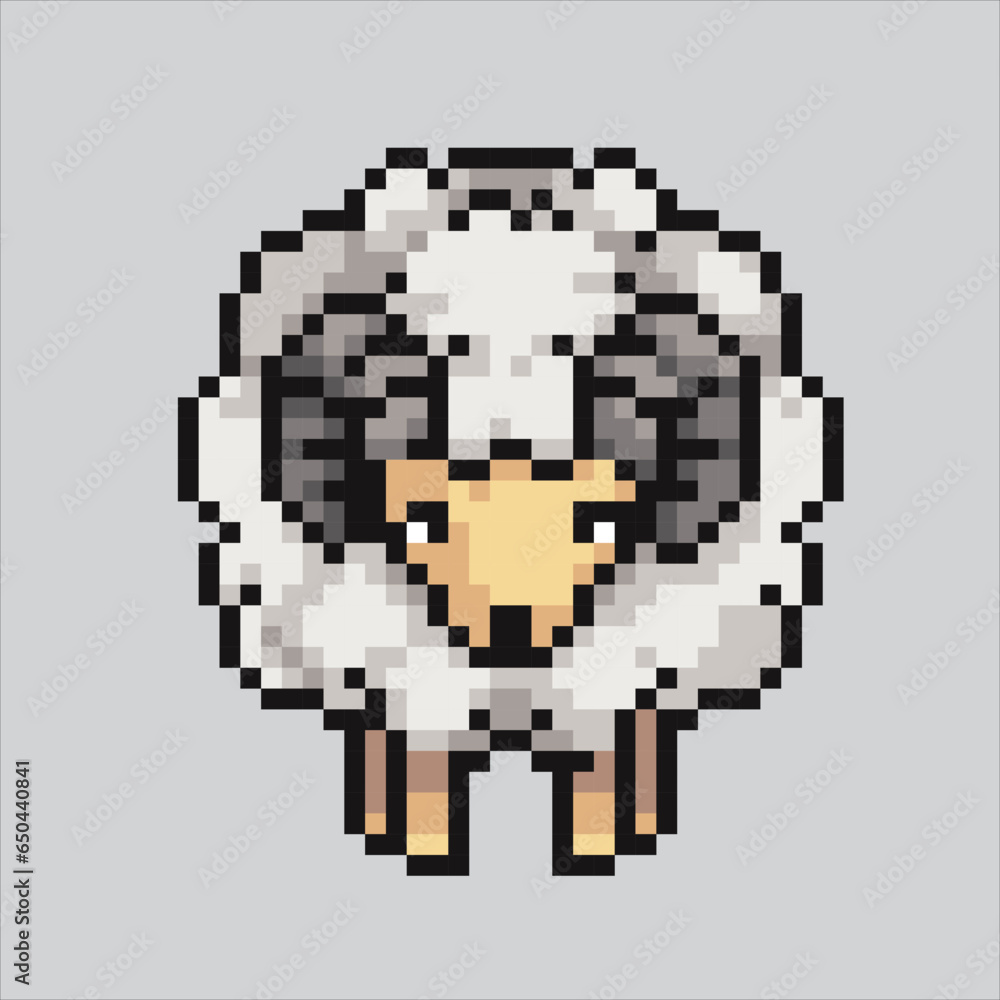 Pixel art illustration Sheep. Pixelated Sheep. Sheep animal farm icon ...