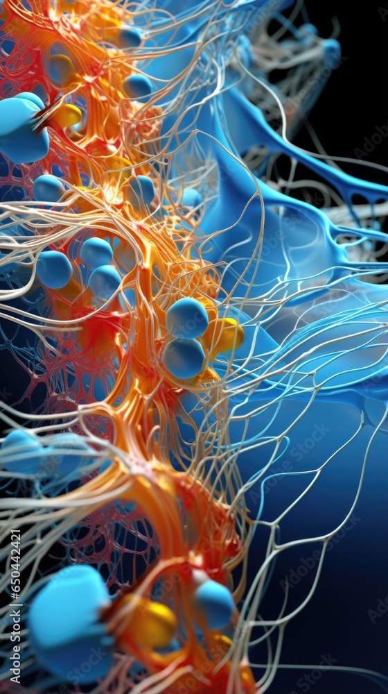 Magnified snapshot of a cellular transport mechanism thick bands of ...