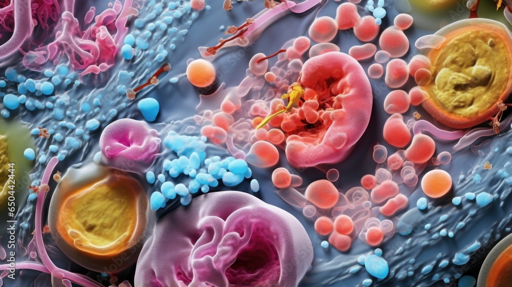 Macroscopic view unveiling the vibrant cytoplasm b with various ...