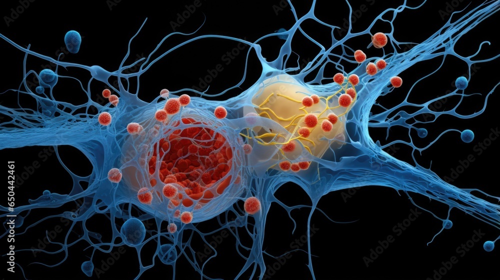 Enlarged view of a single neurotransmitter receptor embedded within the ...