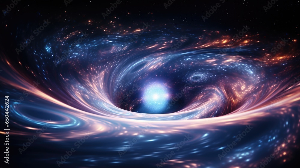 A distant quasar radiates cosmic energy, emanating powerful beams of ...