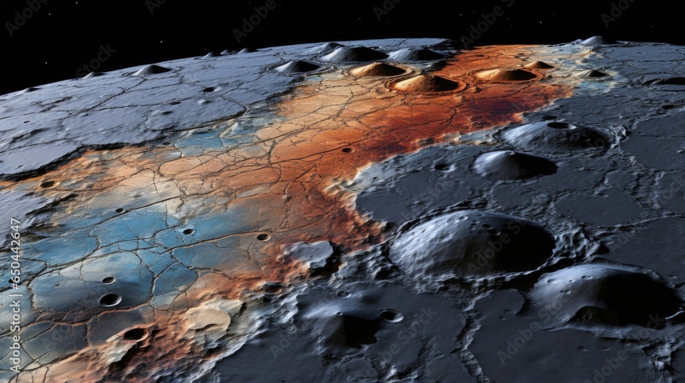 Cracked and fissured icy crust reveals the dynamic geological activity ...