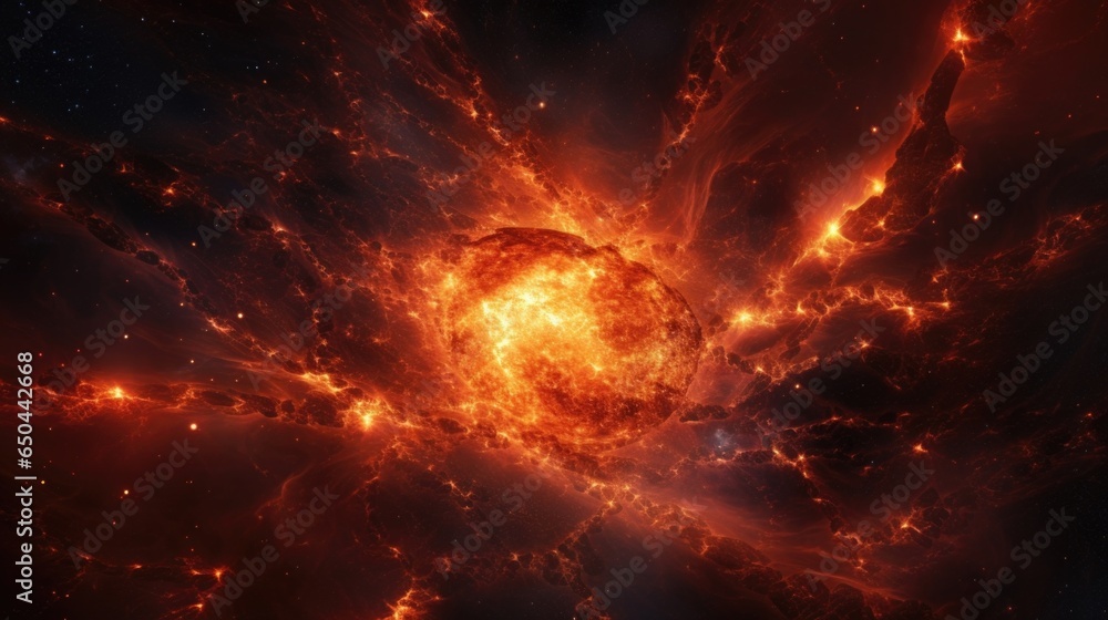 Against the backdrop of the infinite black expanse, a powerful solar ...