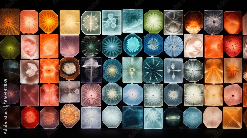 A macro photograph revealing the diverse shapes and sizes of ...
