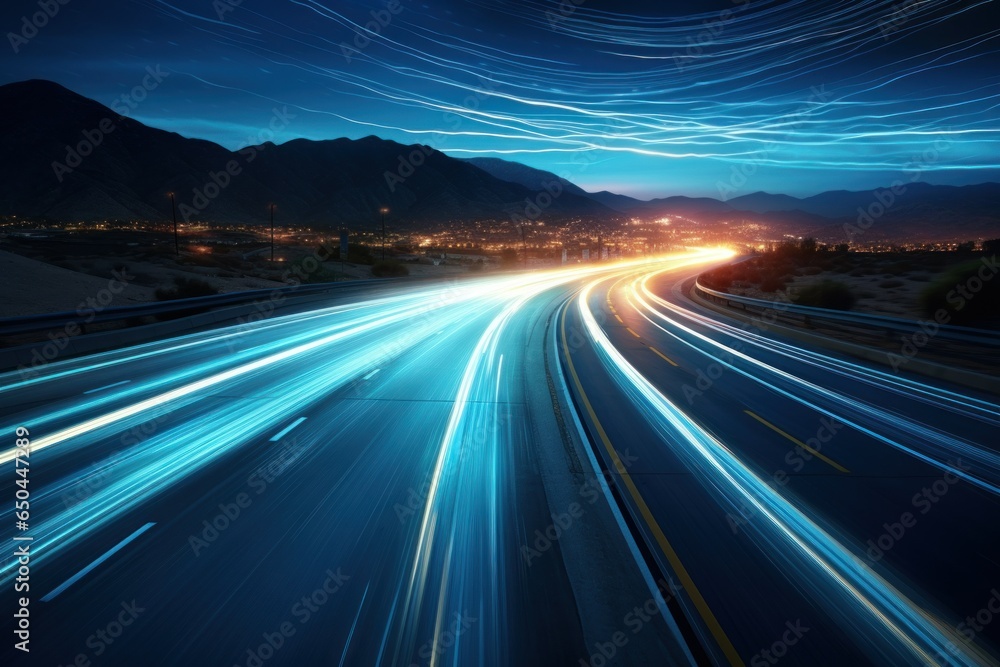 Celestial Streaks: 8K Hyper-Realistic Highway Stock Photo | Adobe Stock